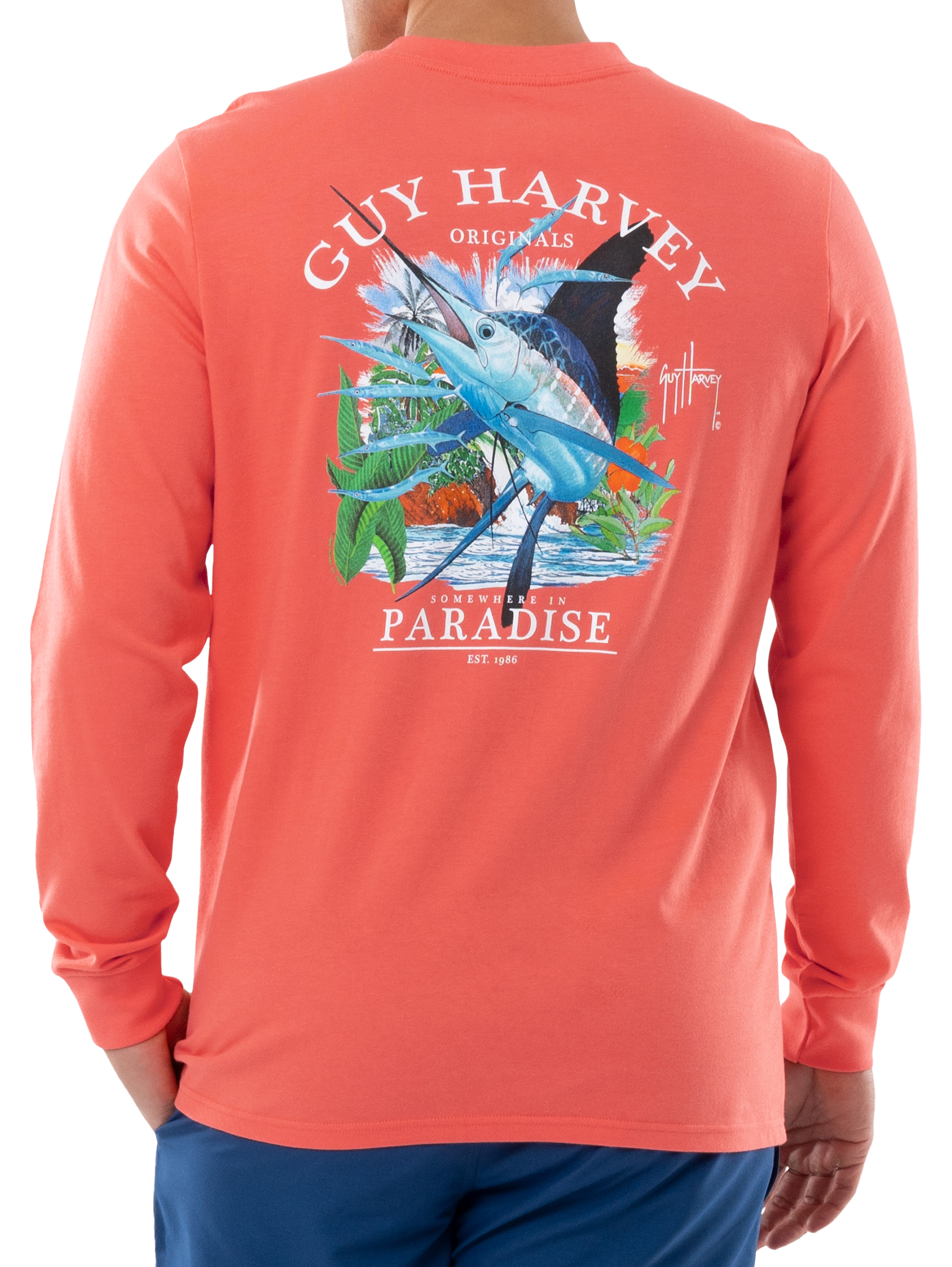 Guy Harvey Somewhere in Paradise Long-Sleeve T-Shirt for Men | Bass Pro ...